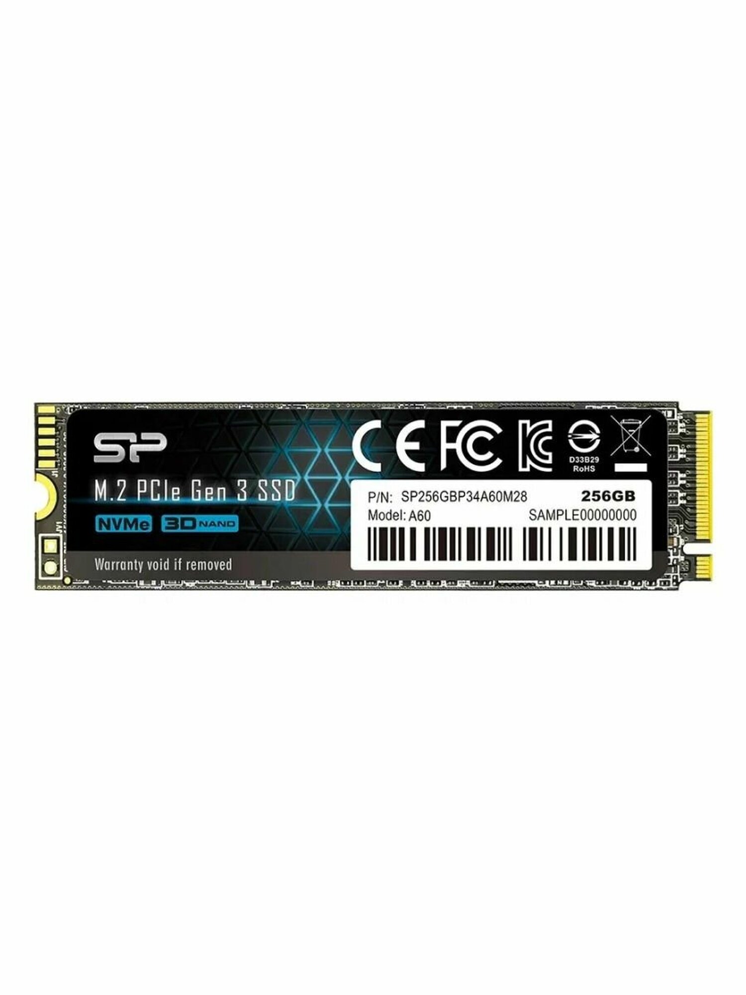 Твердотельный накопитель Silicon Power M-Series 256ГБ, M.2 2280, PCIe 3.0 x4, M.2 SP256GBP34A60M28