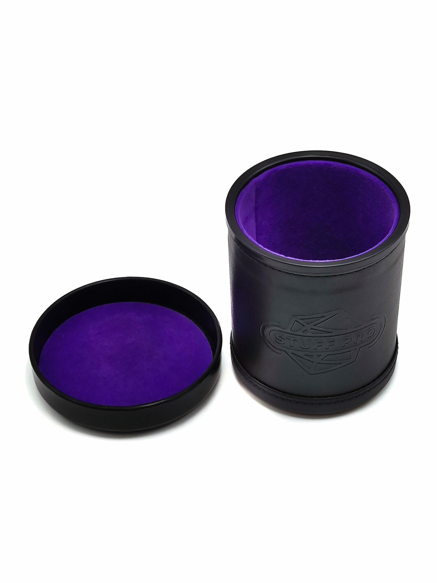 Шейкер для игральных кубиков STUFF PRO кожаный с крышкой, фиолетовый