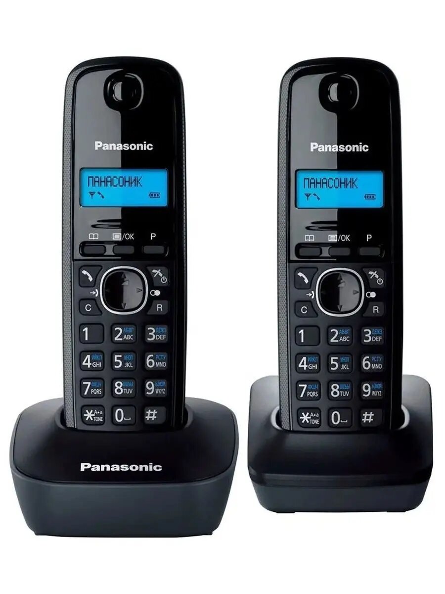 Радиотелефон Panasonic KX-TG1612RUH, DECT, с двумя трубками, АОН/Caller ID, черный