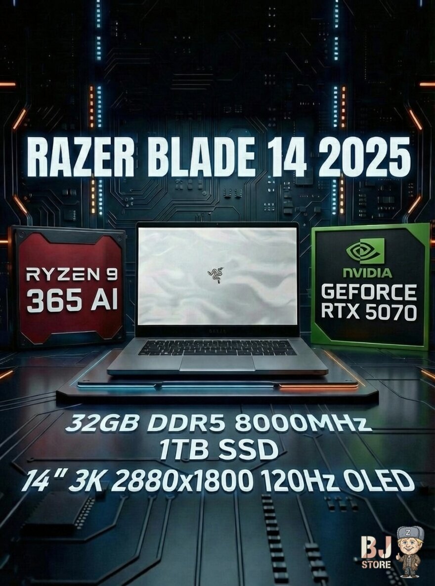 Razer Blade 14 Игровой ноутбук 14" англ. клавиатура3K 120Hz OLED Gaming Laptop - AMD Ryzen AI 9 365 2024 - 32GB Memory - NVIDIA RTX 5070 - 1TB SSD - Mercury ( английская клавиатура)