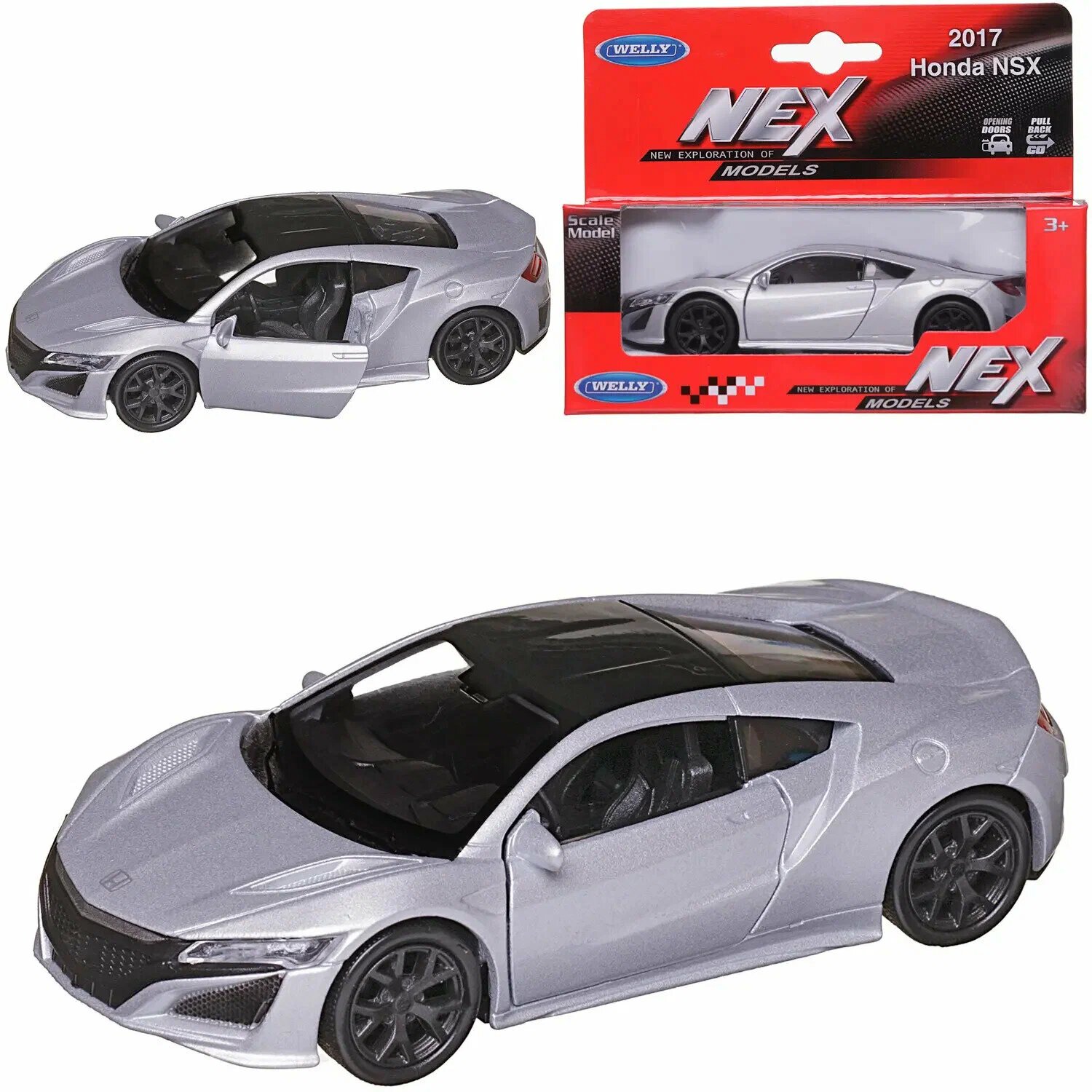 Машинка Welly 1:38 HONDA NSX серебряная (43725W/серебряная) от Welly