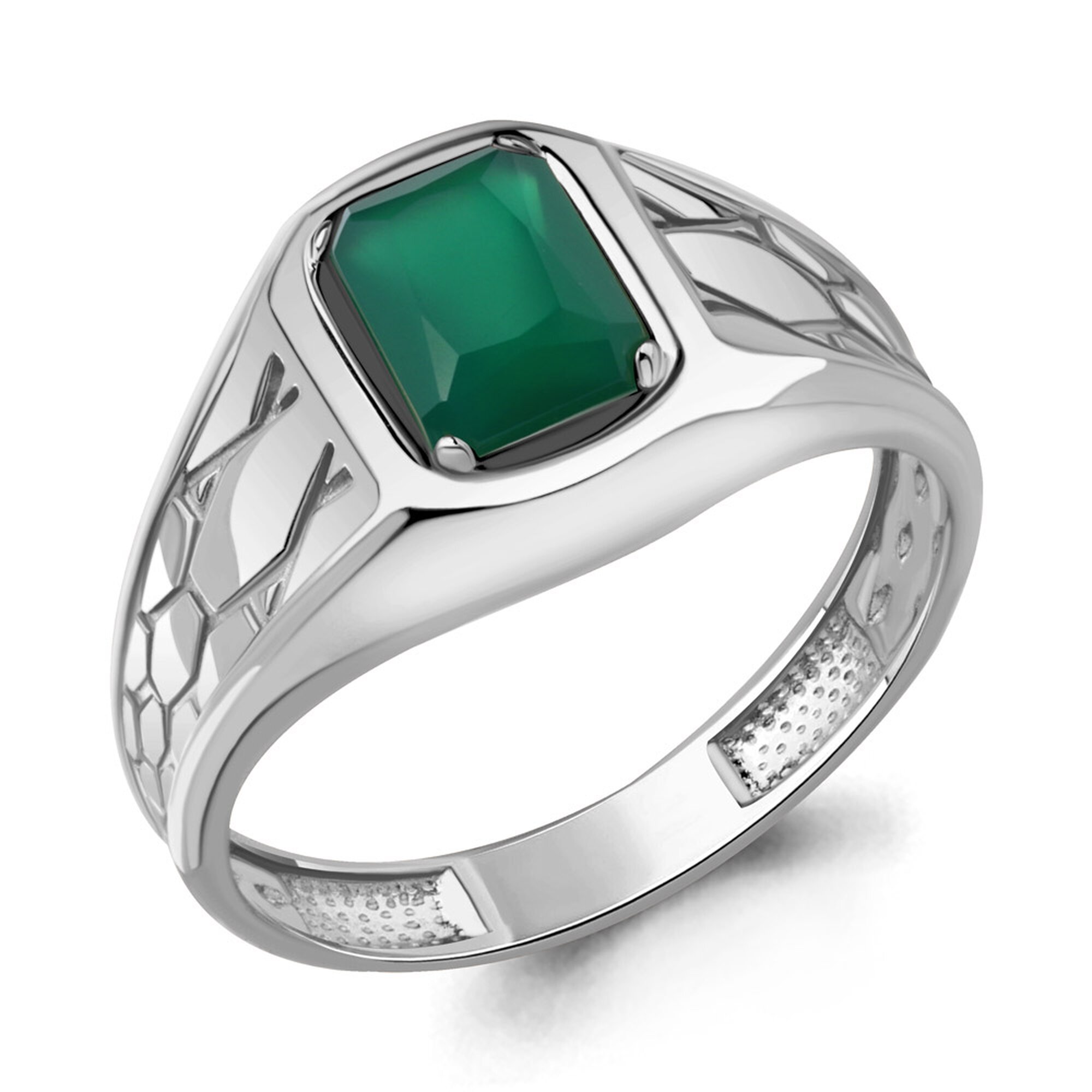 Кольцо, серебро, 925 проба, родирование, агат