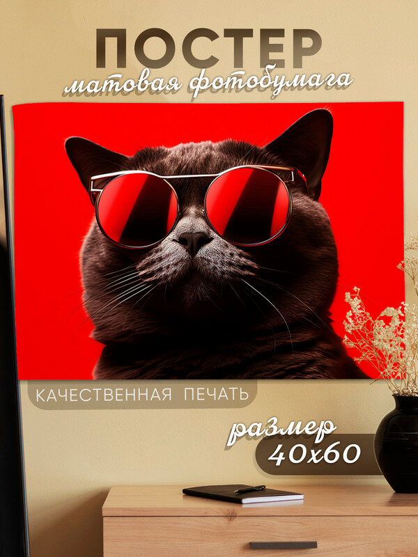 Постер Кот в очках (11) 40х60