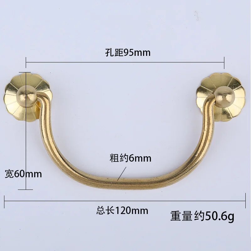 Латунные винтажные ручки для шкафов Brass-95mm
