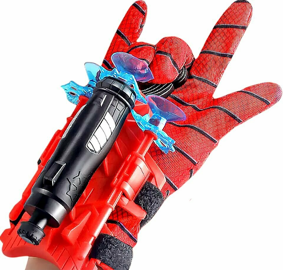 Стреляющая перчатка-бластер "Паук" с присосками, детский игровой набор супергероя, игрушка на руку для детей стреляет мягкими снарядами, супергеройская перчатка для активных игр