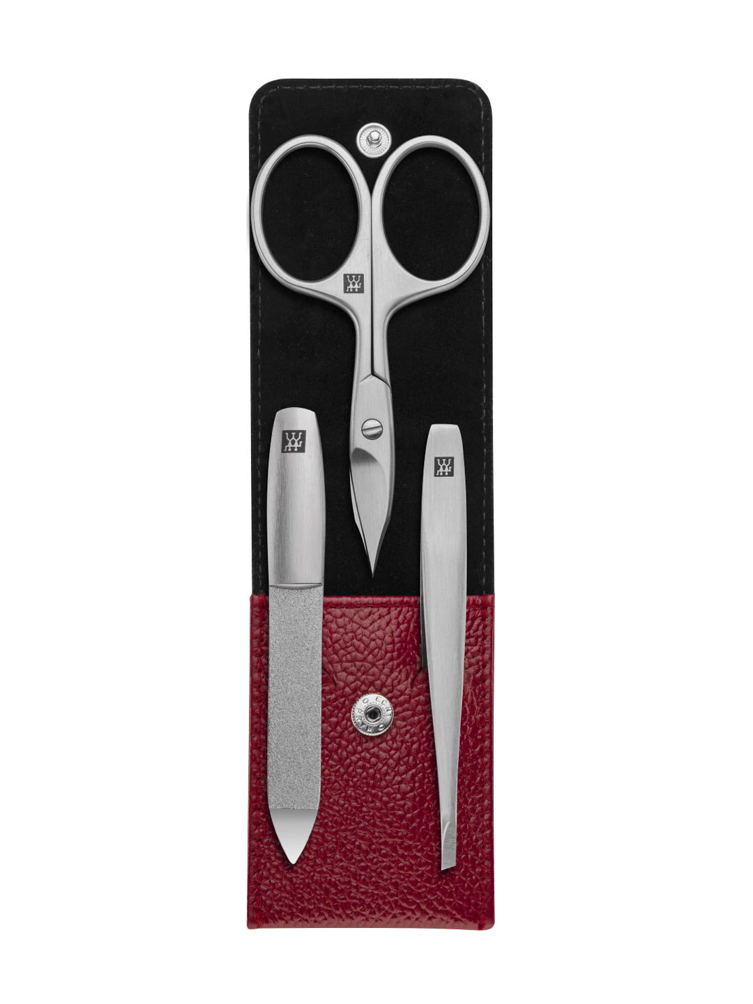 Маникюрный набор Zwilling Twinox 3 предмета, красный кожаный футляр