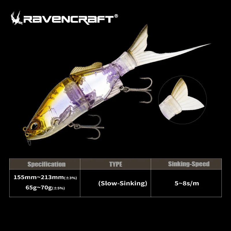 RAVENCRAFT WHALE SPINE приманка, JGY, Slow-Sinking, 185mm-213mm