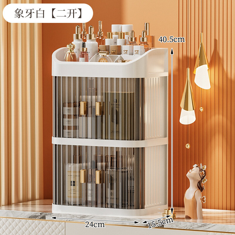 Косметический органайзер, настольный ящик для хранения косметических принадлежностей в стиле люкс, органайзер для ухода за кожей с большой вместимостью.