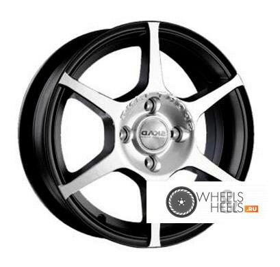 Диск автомобильный литой Скад Ягуар 14x5.5 4x100 et38 dia67.1 Черный с полированной лицевой поверхностью