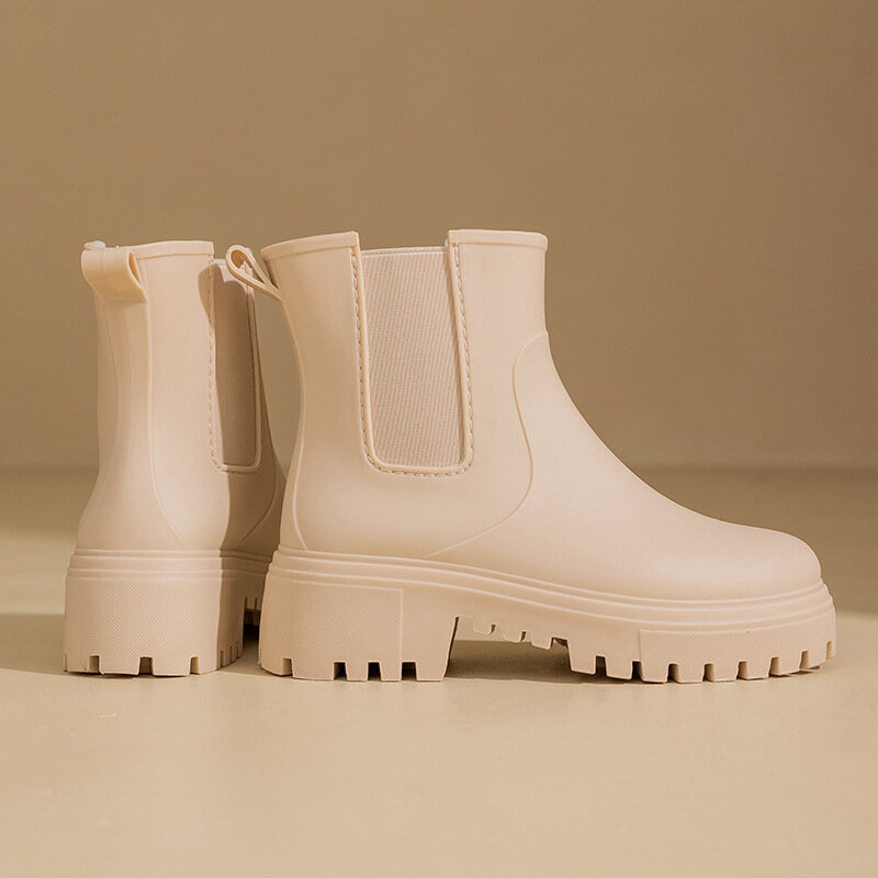 Стильные резиновые ботинки челси, короткие резиновые сапоги, женские эластичные резиновые сапоги, ботинки Мартинс, нескользящие водонепроницаемые сапоги, взрослые галоши. Размер обуви. EU:40
