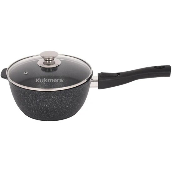 Ковш Kukmara Темный мрамор 2.2 л, с крышкой, со съемной ручкой, антипригарный (кмт0225а)