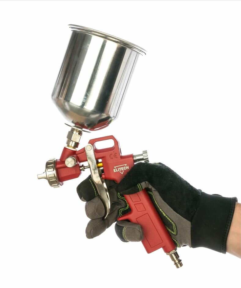 Краскопульт, пневмокраскопульт с верхним бачком 0,6л, Elitech