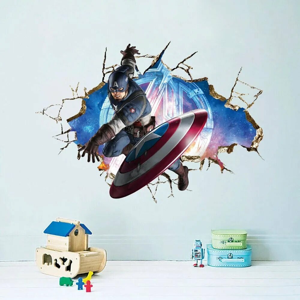 Самоклеящийся Халк, Железный человек, наклейки на стену супергероя, подходящие для украшения комнаты мальчика