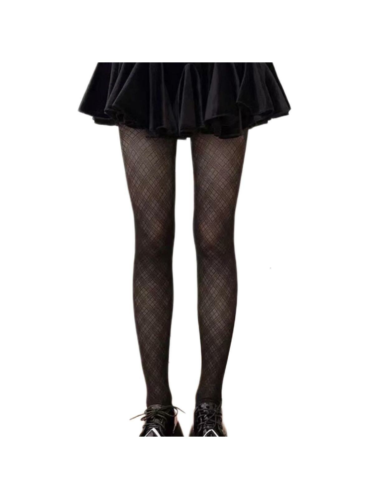 Жаккардовые колготки в клетку, 820 черный