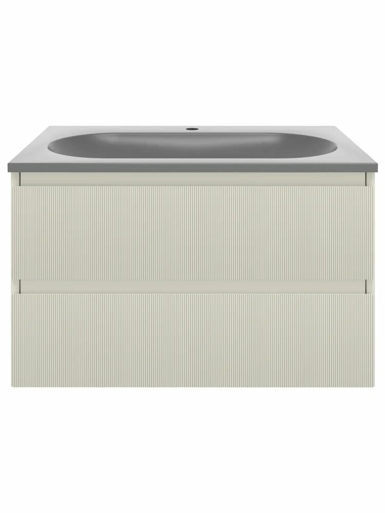 Тумба с раковиной Vincea Welle 80 подвесная, 80 см, бежевая, матовая, из МДФ, с ящиками, раковина для ванной, из искусственного камня, прямоугольная