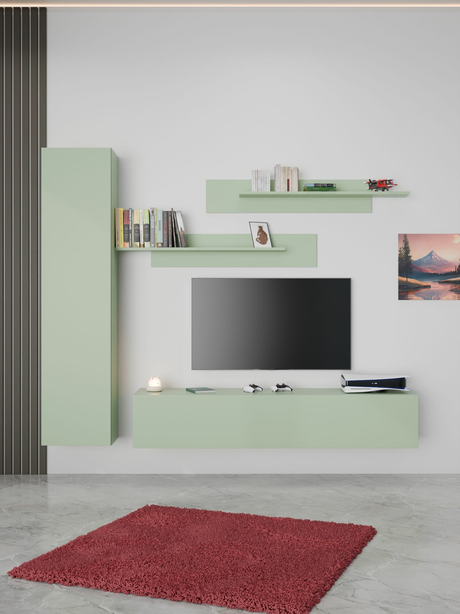 Стенка в гостиную, стенка для гостиной Флекс, подвесная 200х170х40 см (ШхВхГ)