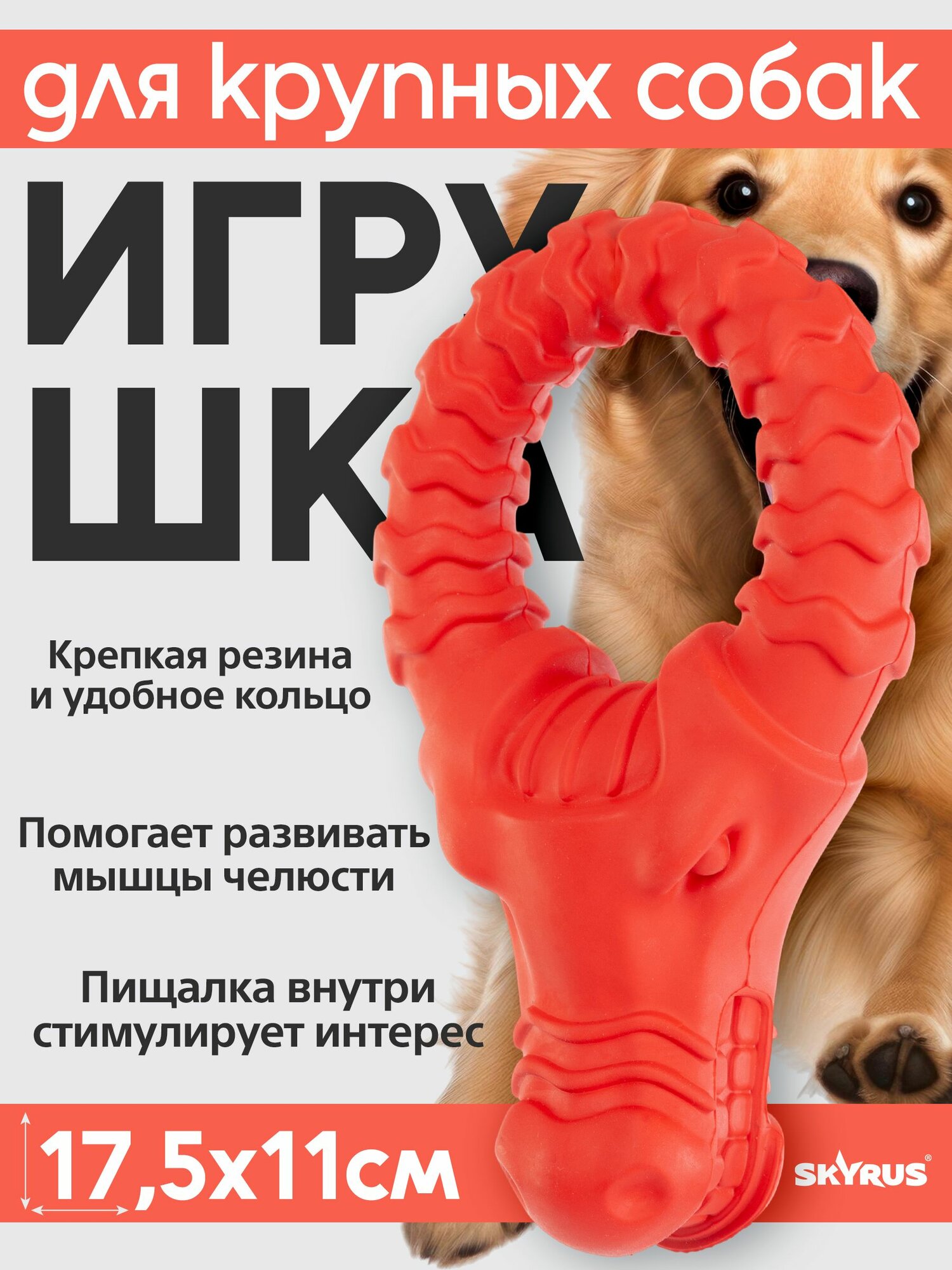 Игрушка для собак резиновая с пищалкой Голова Быка