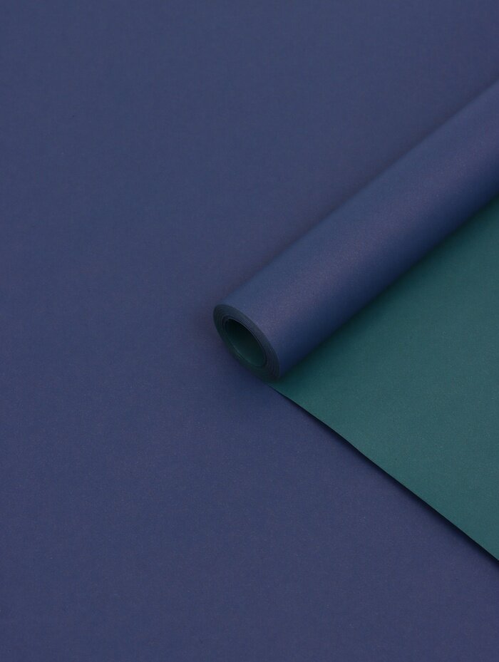 Бумага упаковочная крафт, двусторонняя, изумрудный, синий, 0.68×10±5% м