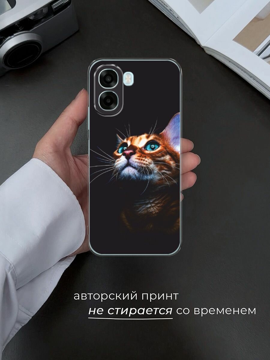 Силиконовый чехол на Oppo A6x / Оппо A6x с принтом Мечтательный кот — фото 1