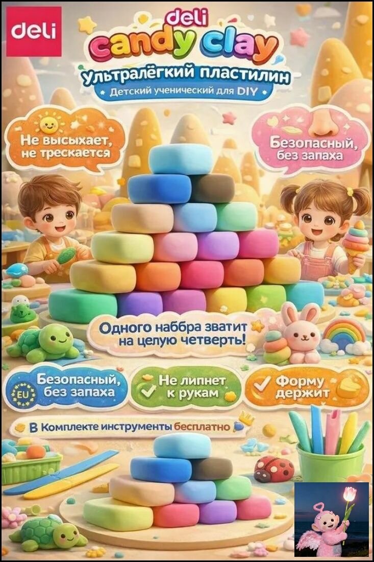 Candy clay набор, глина для лепки, Подходит для школ и семей, безопасен, не токсичен и не имеет запаха, ультралегкая глина, набор для творчества своими руками.