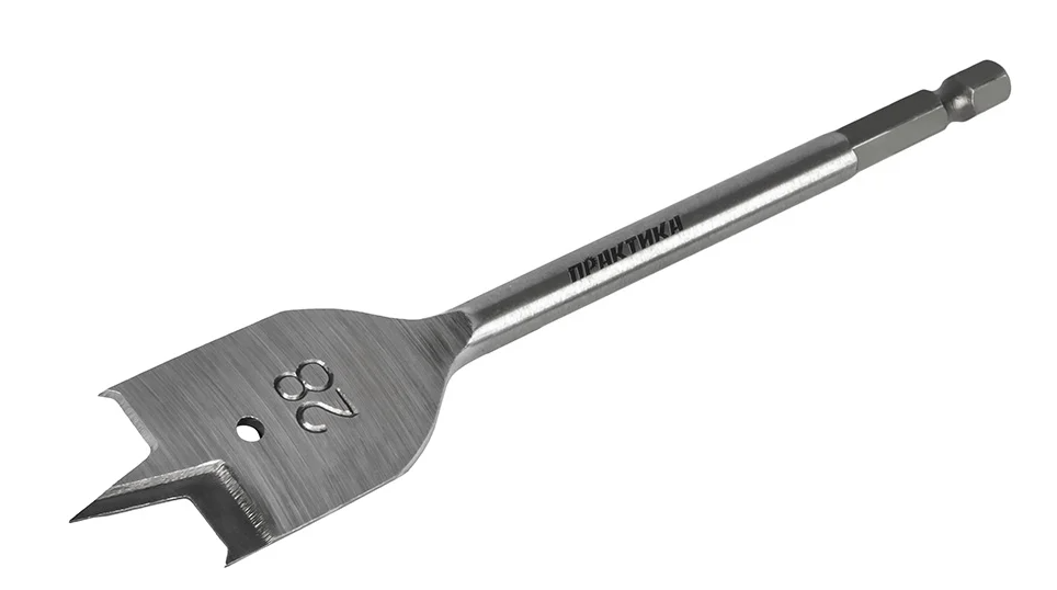 Сверло ПРАКТИКА 28х152мм по дереву, перовое, серия Профи