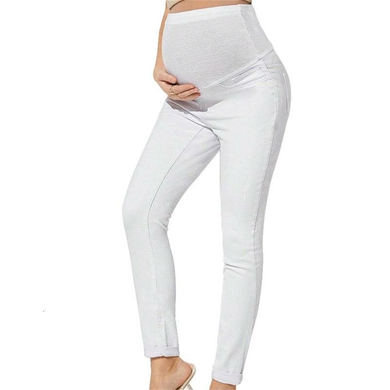 Беременные джинсы высокой посадки, Белый - S