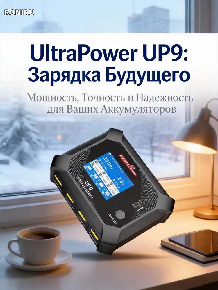 UltraPower UP9, зарядное устройство 100-240 В 4 канала Smart Blance вилка ЕС многокановая подзарядка и сбалансированное управление аккумуляторами