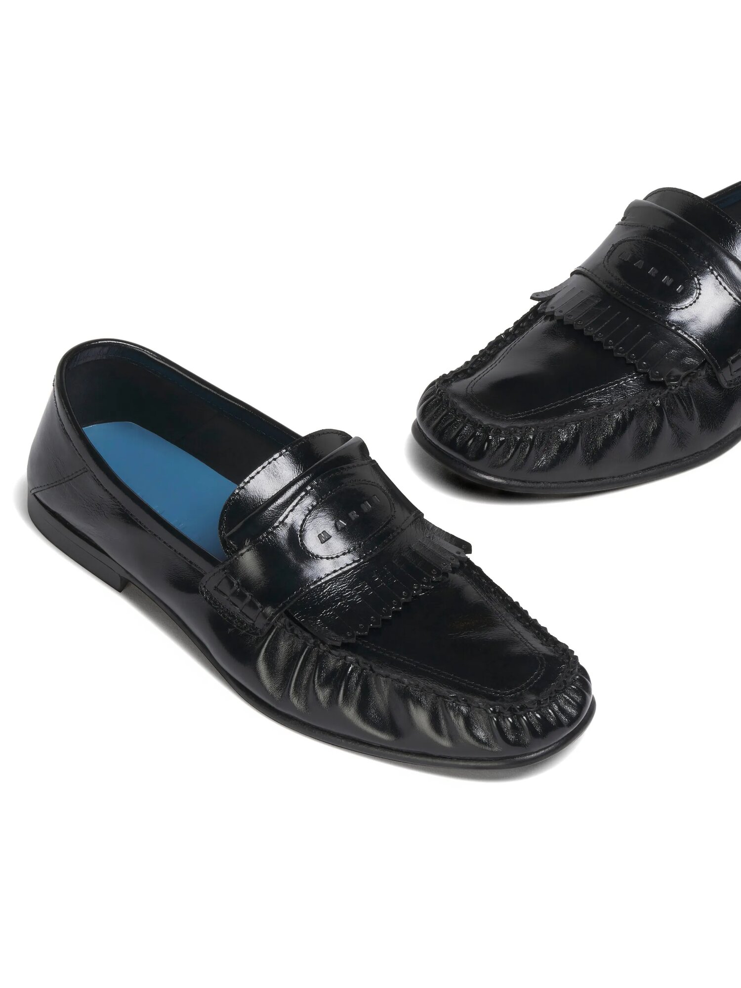 Лоферы Marni Fringe leather loafers, размер 44, black/black — фото 1
