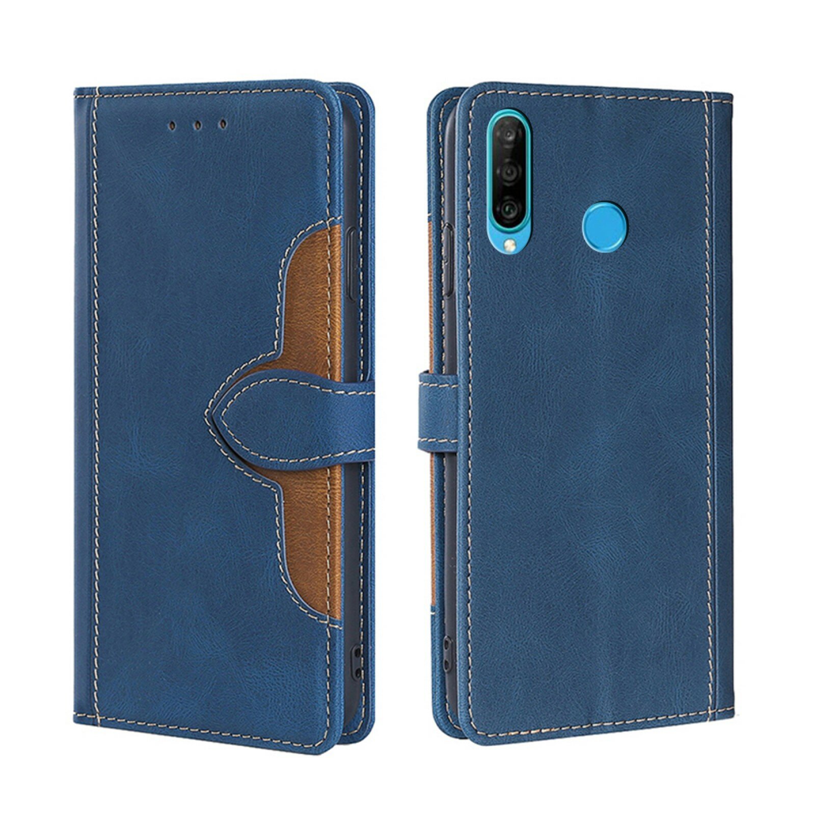 Чехол-книжка MyPads для Huawei P30 Lite и Honor 20S с магнитной застежкой и узором, синий