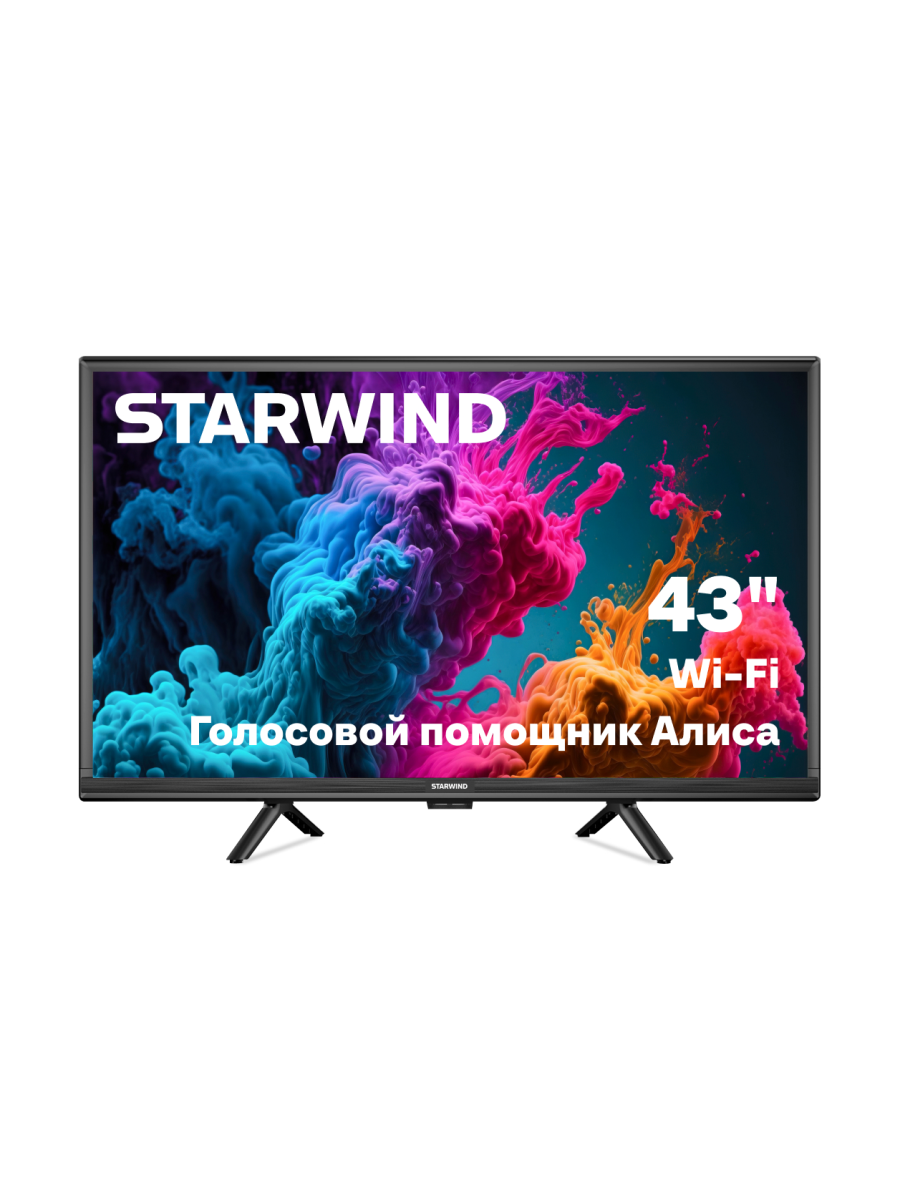 Телевизор Starwind SW-LED43UG405 43" LED, 4K Ultra HD, черный, смарт ТВ, YaOS