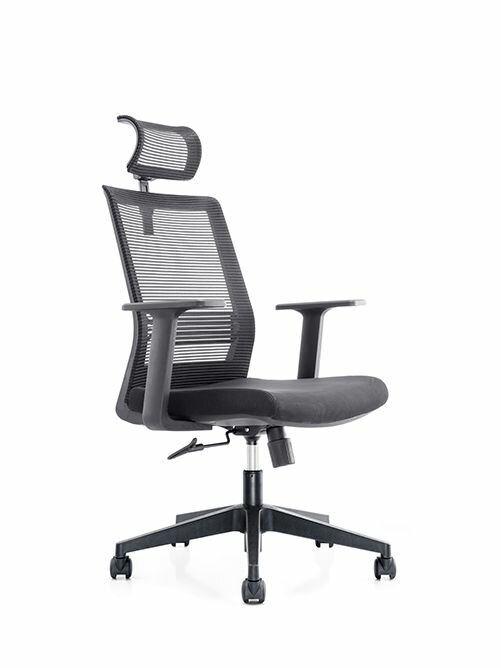 Кресло компьютерное офисное Гармония, сетка, ткань, черный