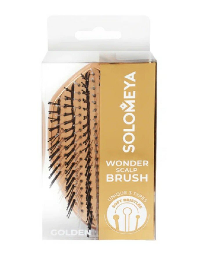 [Solomeya] Мини-расческа для распутывания, массажа и мытья кожи головы золотая Wonder Scalp Brush Golden Mini, 1шт