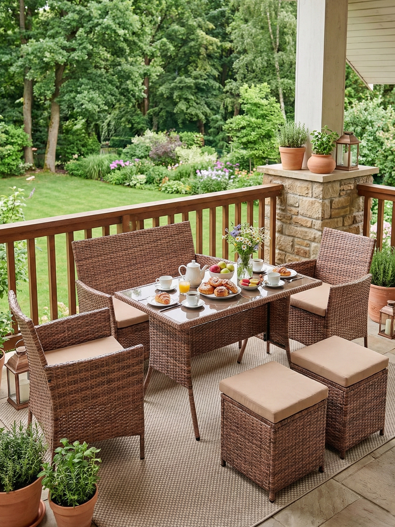 Комплект из искусственного ротанга Киото-6 (Kioto-6), капучино