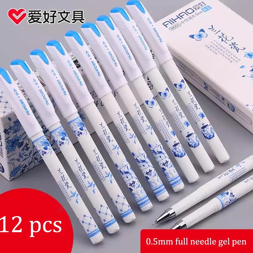 AiHao Гелевые ручки 12 шт, черные/синие