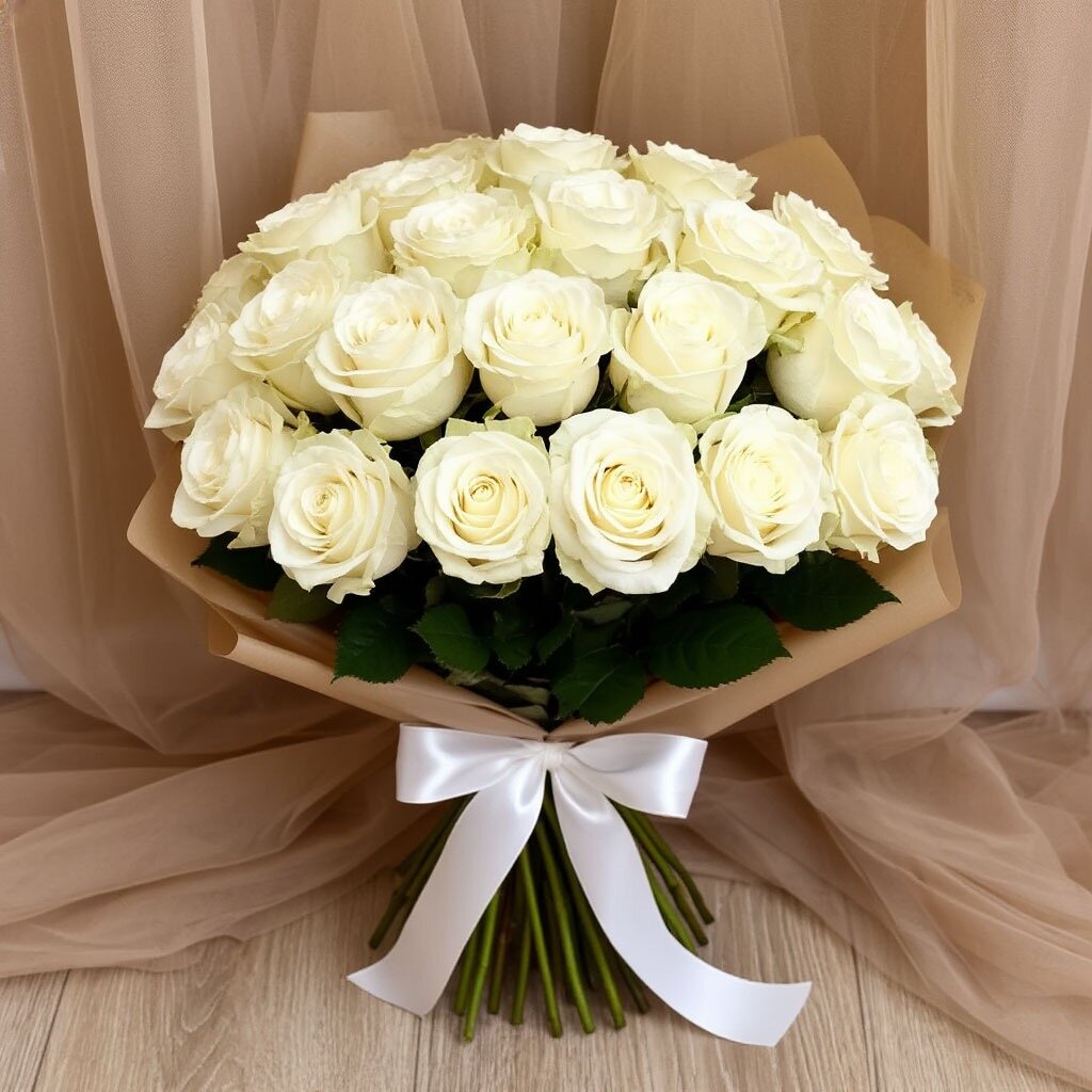 Букет из белых роз 29 шт, красивый букет цветов, шикарный, премиум цветы, премиум букет