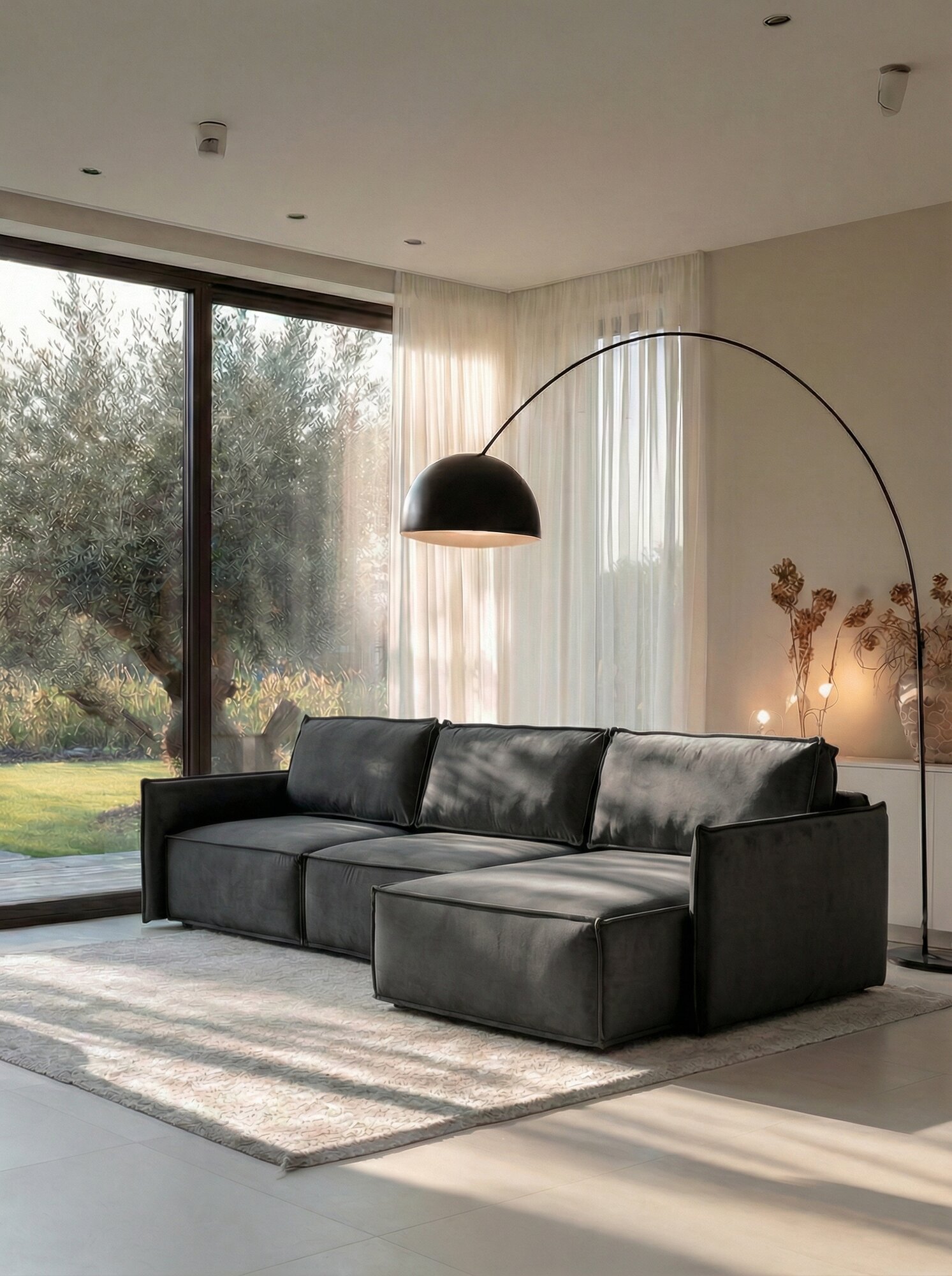 Диван-кровать Брендосс 443 диван раскладной, угловой, модульный, материал износостойкий велюр, цвет графит