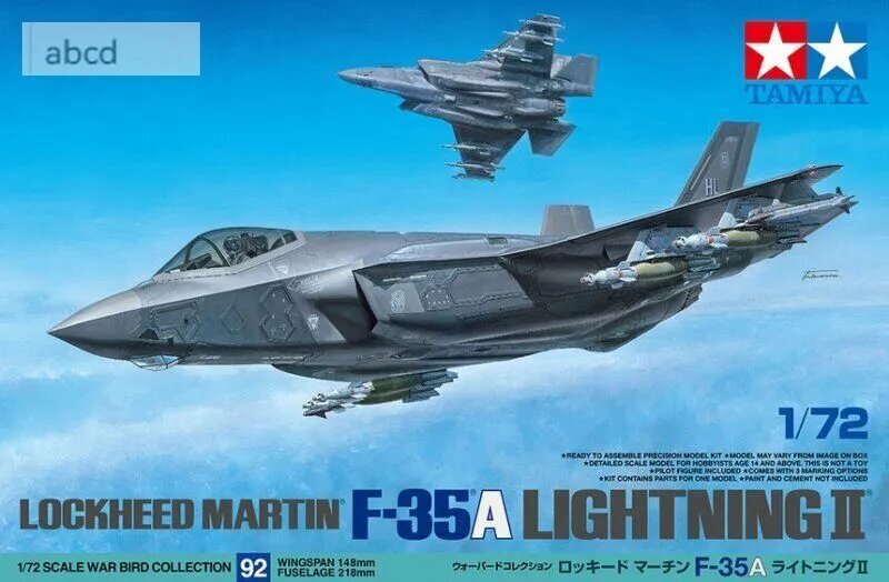 Сборная модель Tamiya 60792 1/72 Lockheed Martin F-35A Lightning II, масштаб 1:72, пластик, для сборки