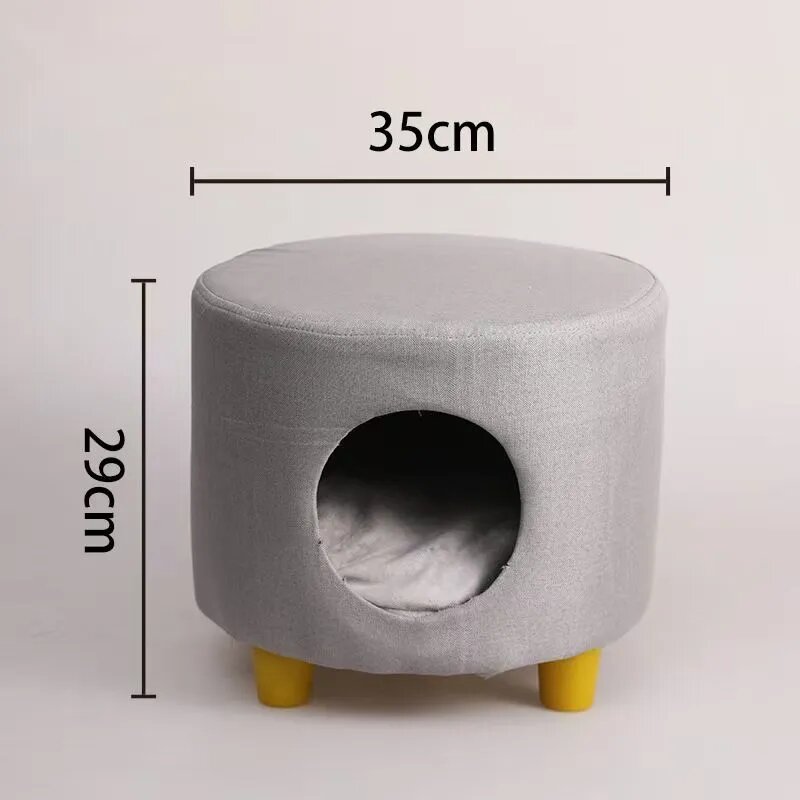 Домик для кошек Круглой формы 35х29 см Серый цвет Пуфик для домашних животных