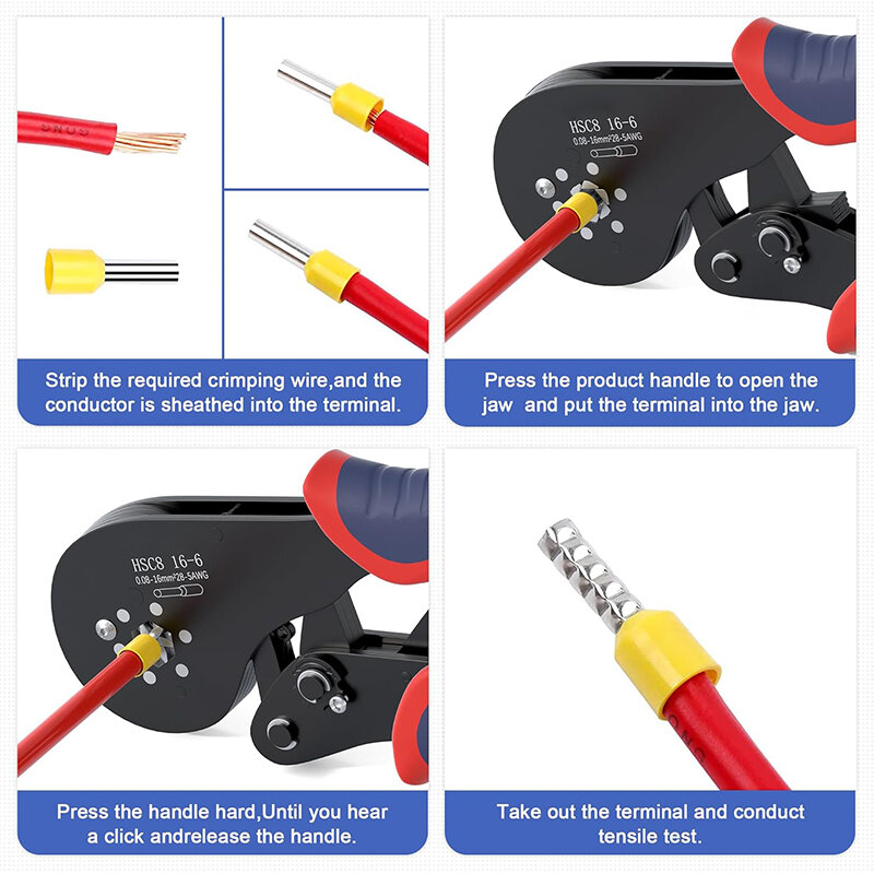 Обжимные плоскогубцы 28-5AWG 0,08-16 мм², обжимной инструмент, крупногабаритных клемм 1200 шт набор