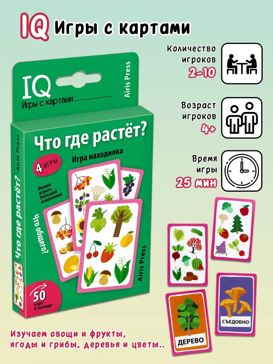 Айрис-Пресс Умные игры с картами. Что где растёт? Игра находилка