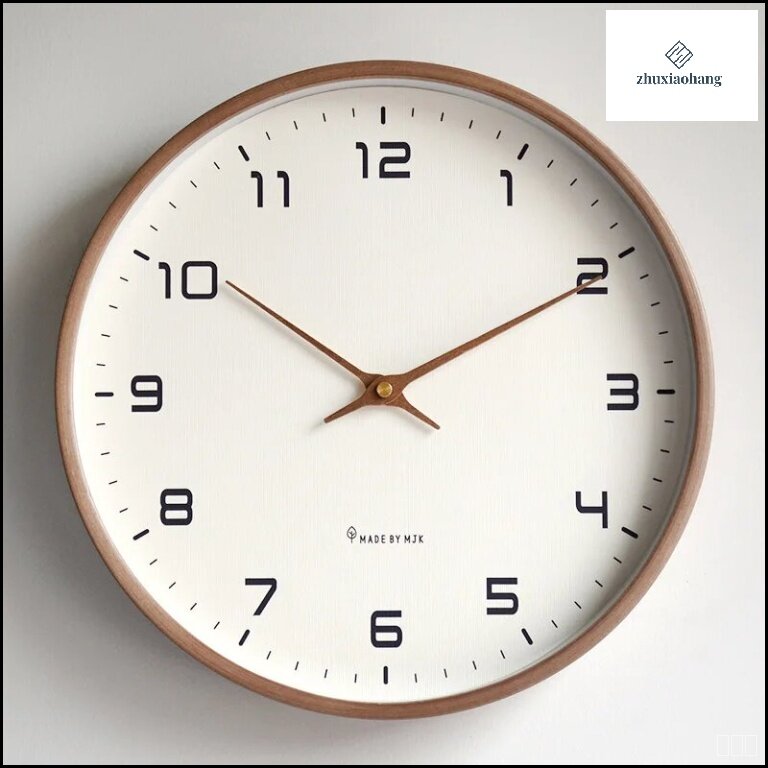 Настенные часы из дерева в скандинавском стиле Бежевый, No second hand, 10 дюймов