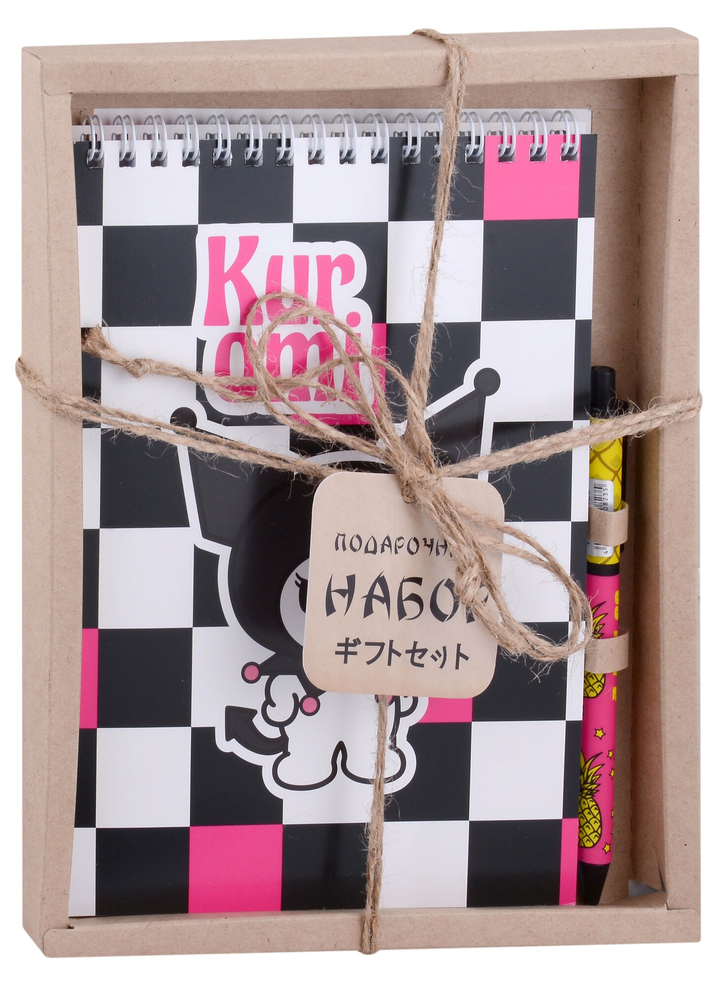 Блокнот А5 60л "Kuromi. Черно-белый" +ручка шариковая автоматическая, подар. уп.