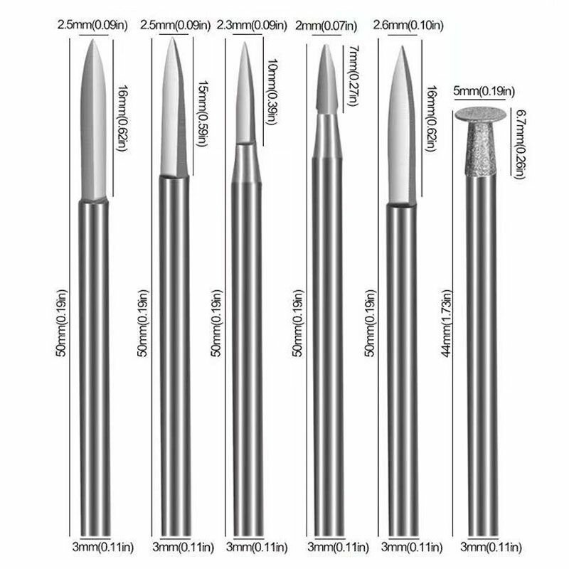 Гравировальные резцы по дереву для гравера, бормашинки (набор из 5штук)