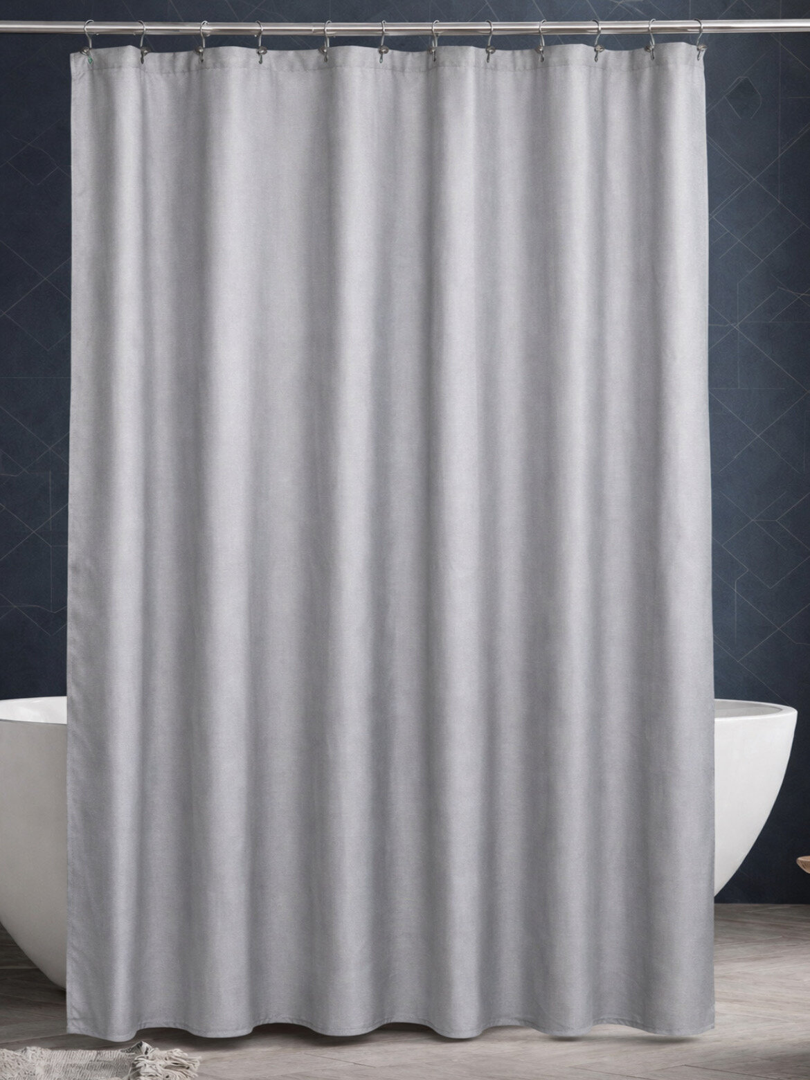 Штора для ванной тканевая 180х180 см водонепроницаемая темно-серая