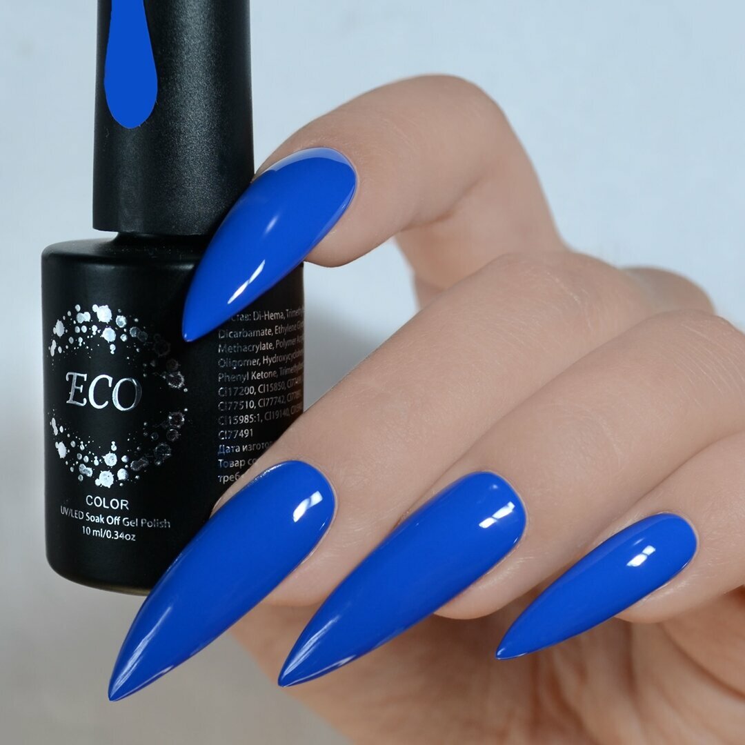 Гель-лак ECO Professional №74, глянцевый, синий, трехфазный, 10 мл