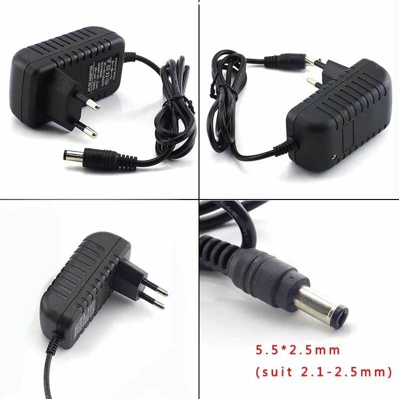 Блок питания 12V 2A (EU-вилка). Для CCTV и LED