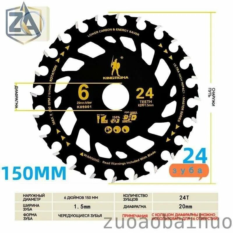 Диск пильный 150 x 1.5 x 20; 24 зуб.