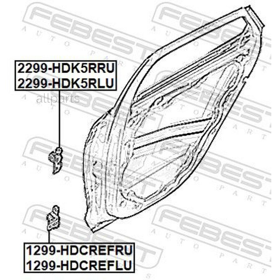 FEBEST 2299-HDK5RLU Петля двери HYUNDAI SANTA FE 18-20 зад. верх. прав.