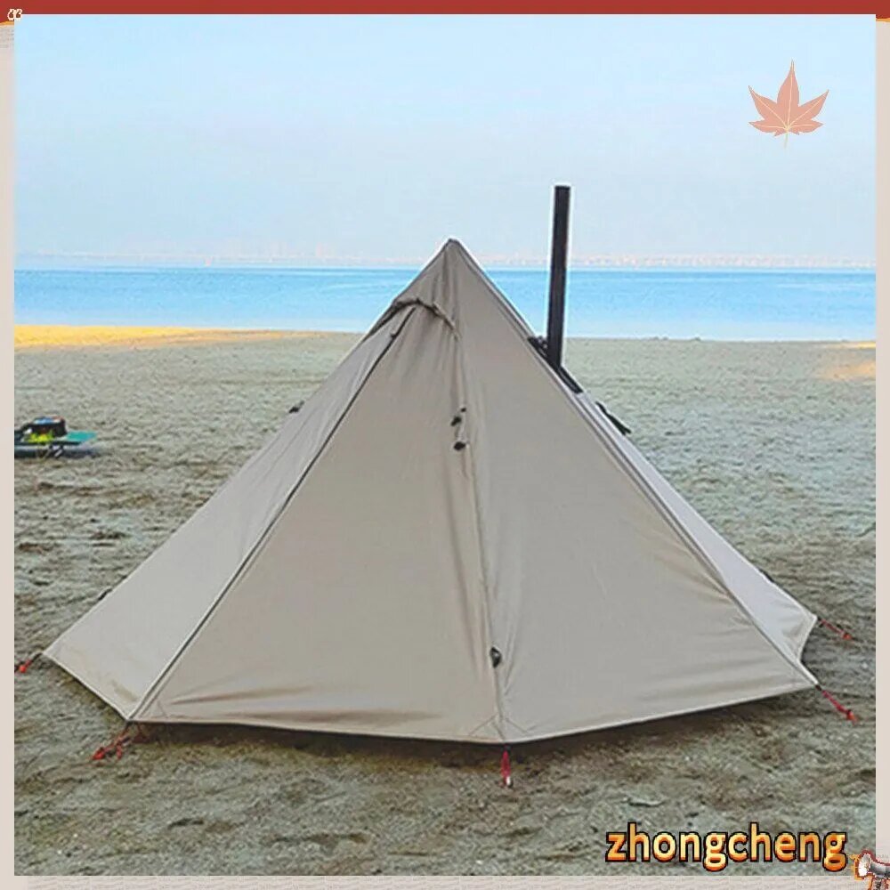 Палатка Tipi Hot Tent для одного человека с окном для дымохода и двумя боковыми дверями Хаки C6N — фото 1