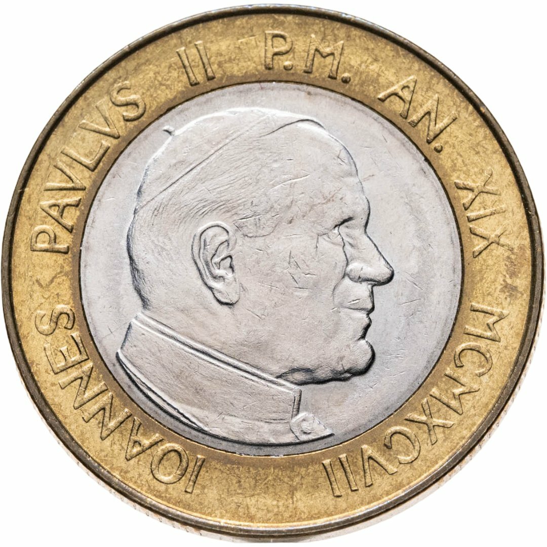 Ватикан 1000 лир lire 1997, Биметалл, в сохранности UNC